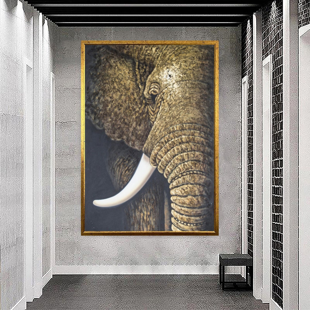 Elephant Canvas Wall Art, Elephant Portrait Canvas Print Wall Decor ...