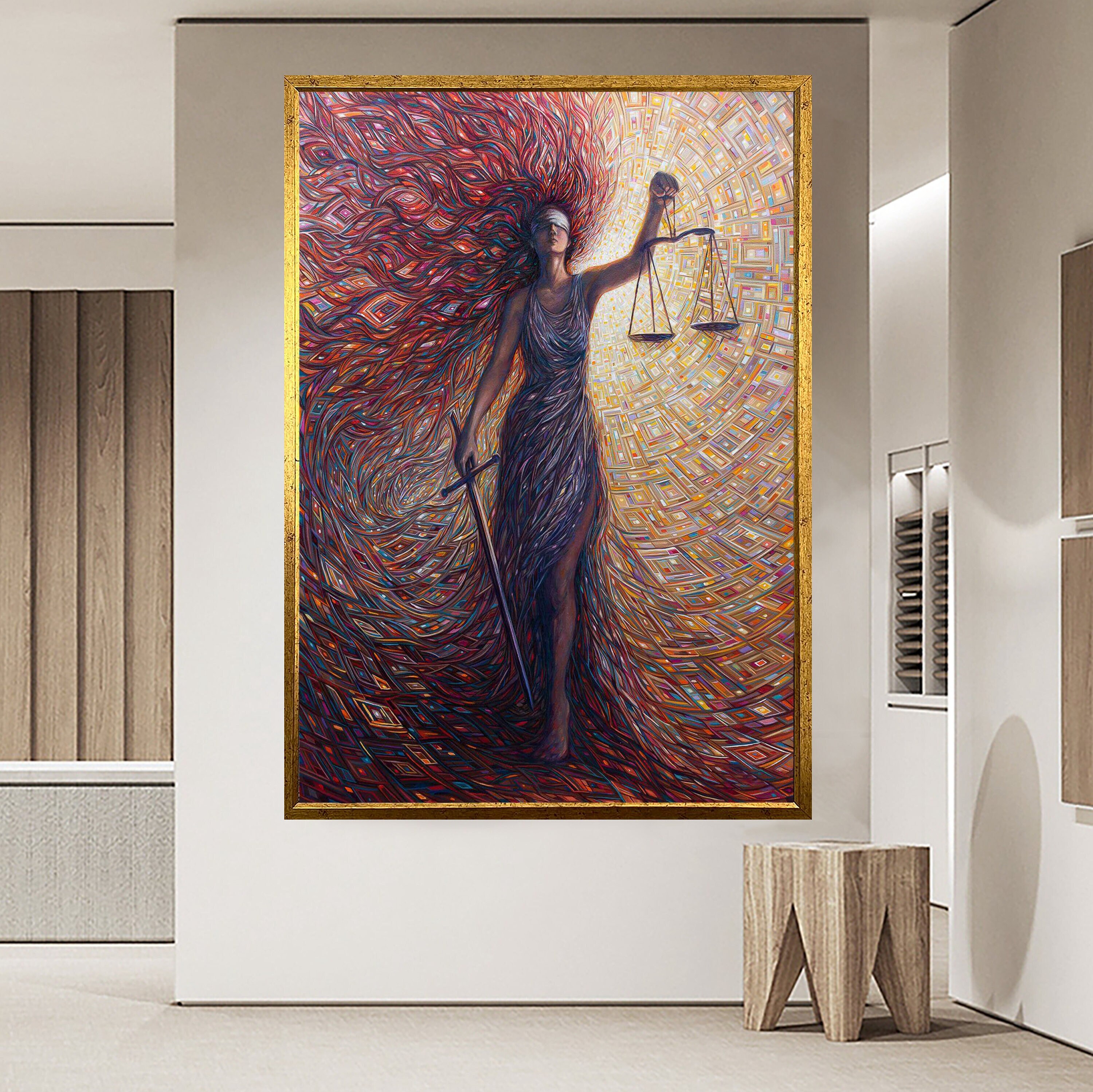 Statue of Justice Canvas Wall Art , Woman Holding Scales and Sword ...