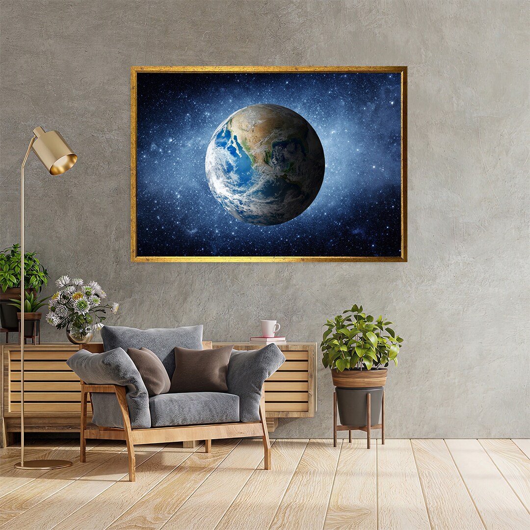 World Canvas Wall Art, Earth View From Space Canvas Print Home Decor ...
