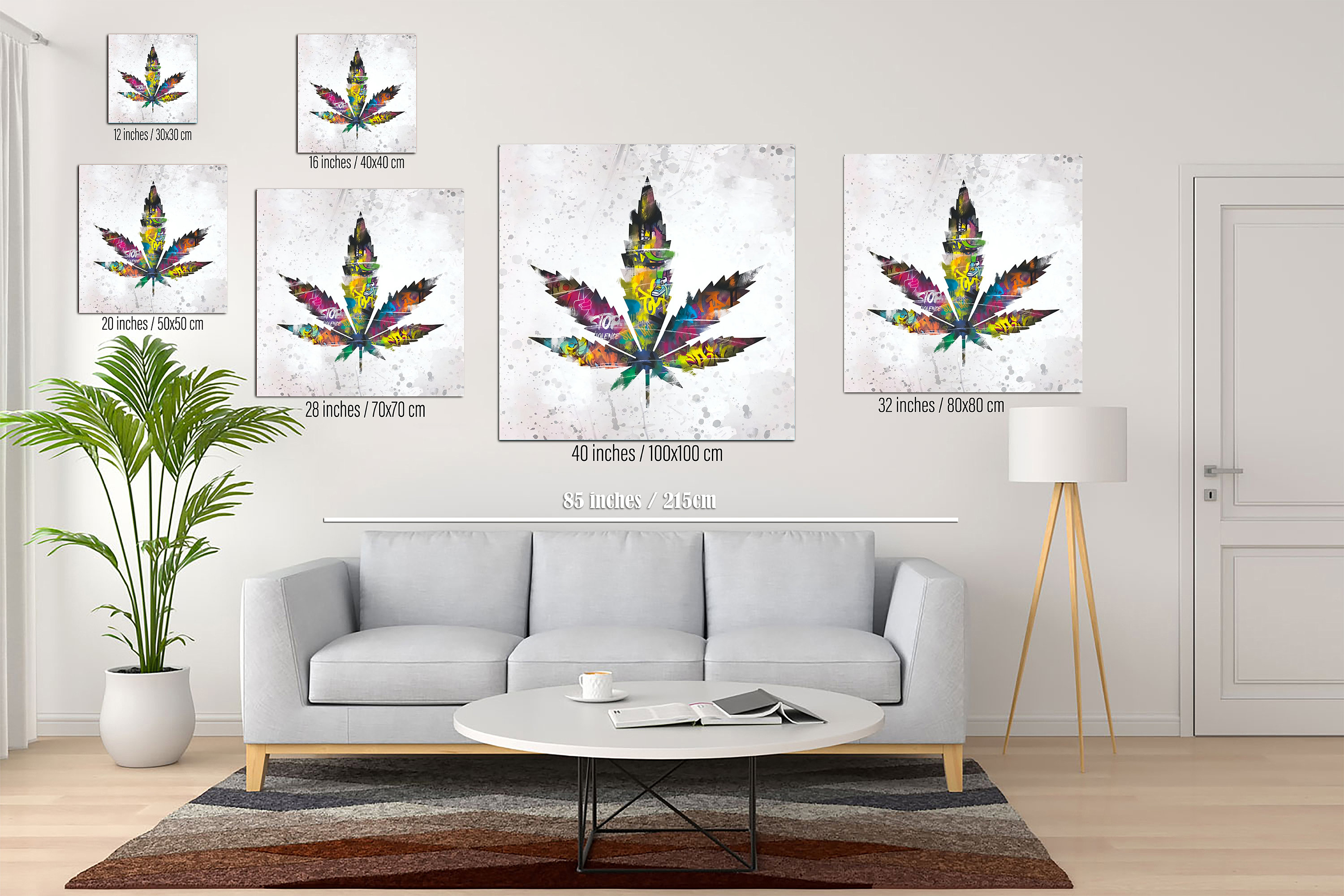 Graffiti Marijuana Canvas Print, Abstract Marijuana Wall Art, Colorful ...
