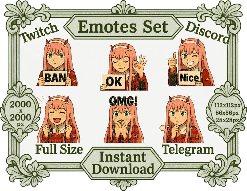 PNG Files - Cute Anime Girl Reaction Emotion Emotes Twitch Discord Set ...