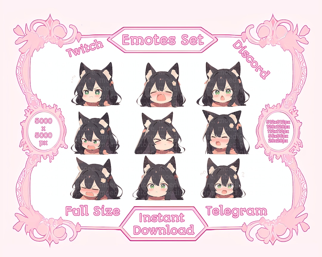 PNG Files - Cute Anime Cat Girl Neko Waifu Reaction Emotion Emotes ...