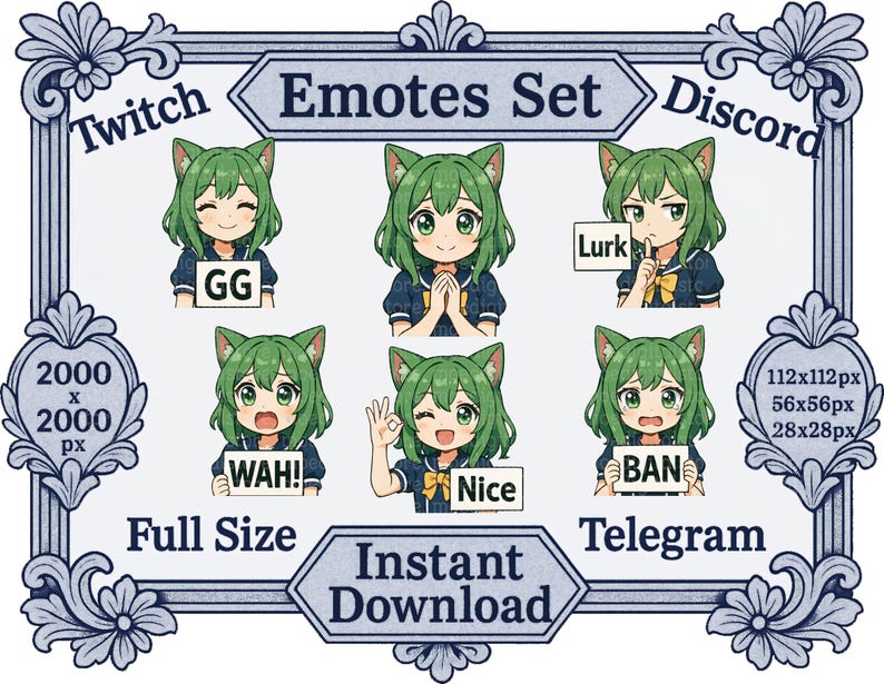 PNG Files - Cute Anime Cat Girl Shy Neko Reaction Emotion Emotes Twitch ...