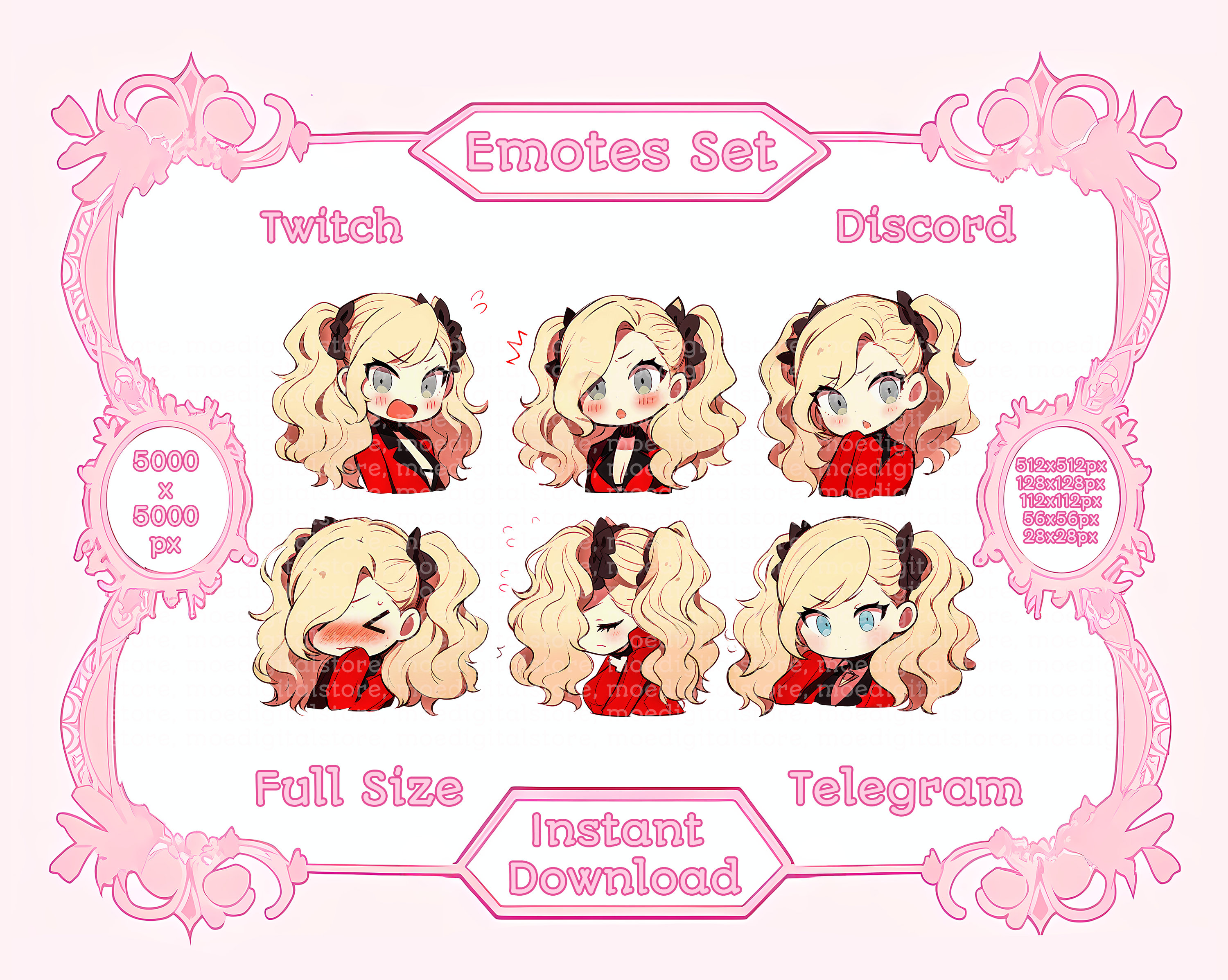 PNG Files Cute JRPG Reaction Emotion Emotes Twitch Discord Set ...