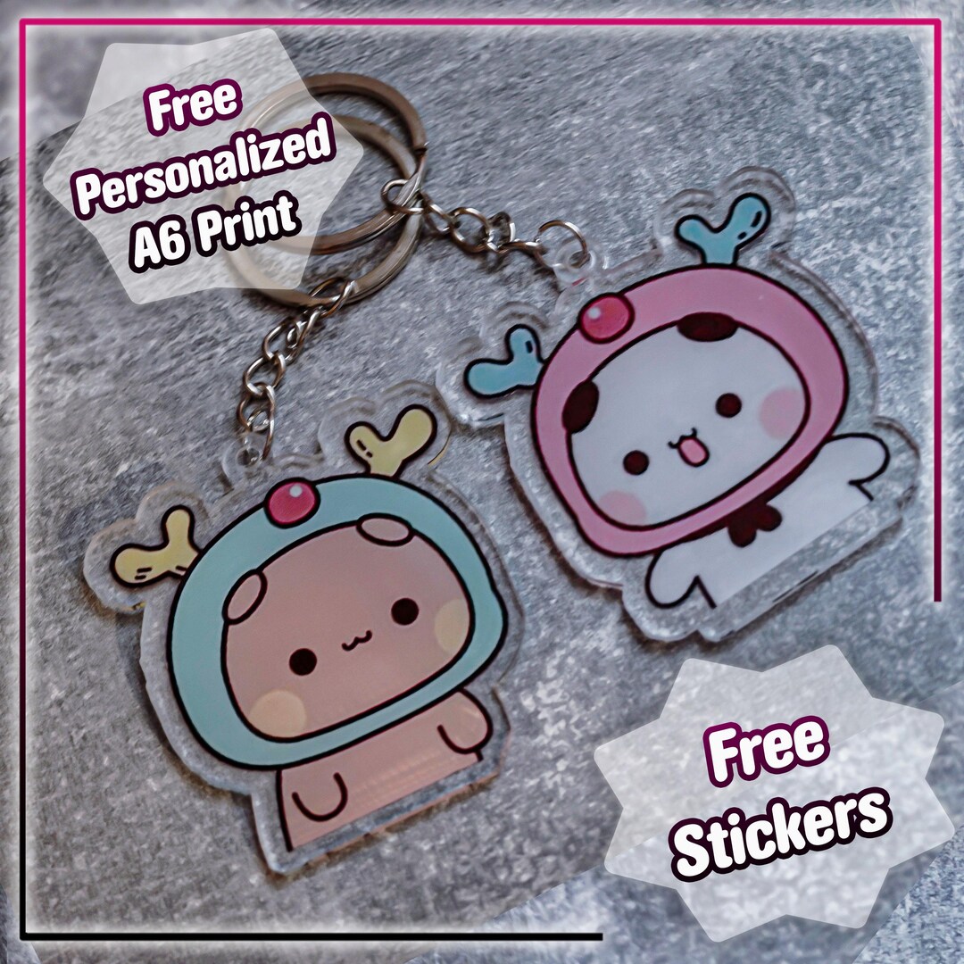 Panda Bear Keychain Set (bubu Dudu) - Cute Couples - With Free Stickers ...