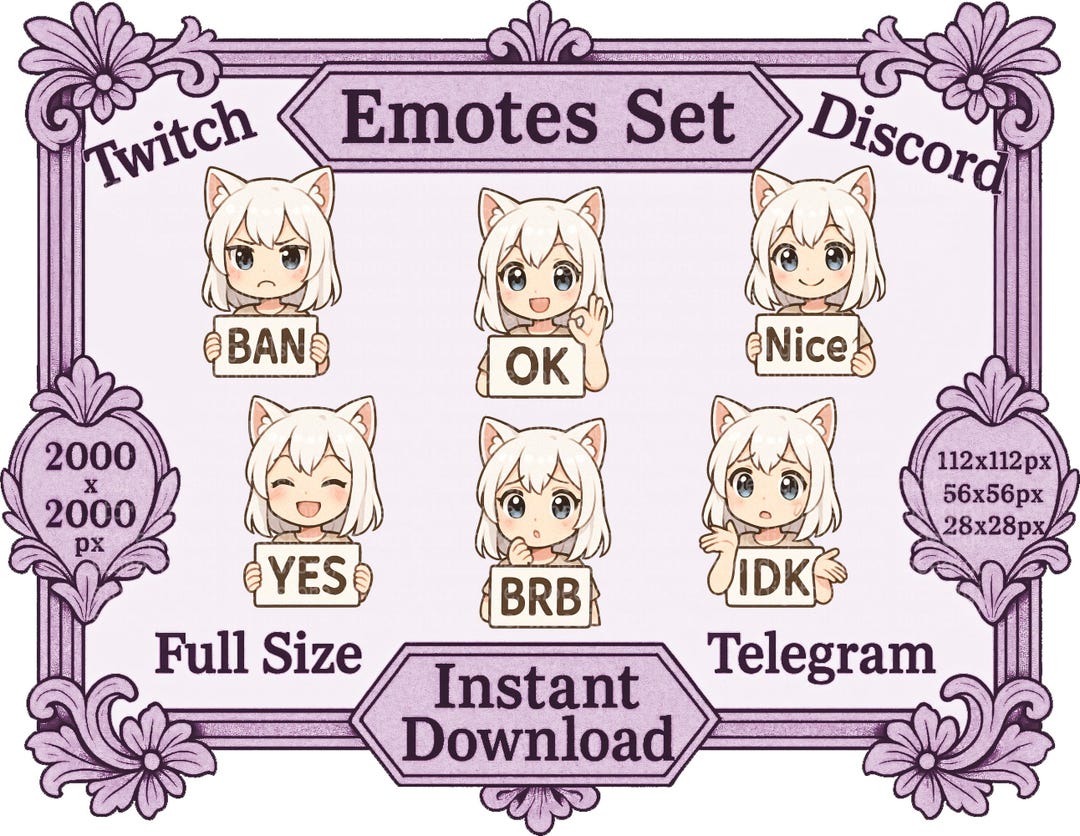 PNG Files - Cute Anime Cat Girl Neko Reaction Emotion Emotes Twitch ...