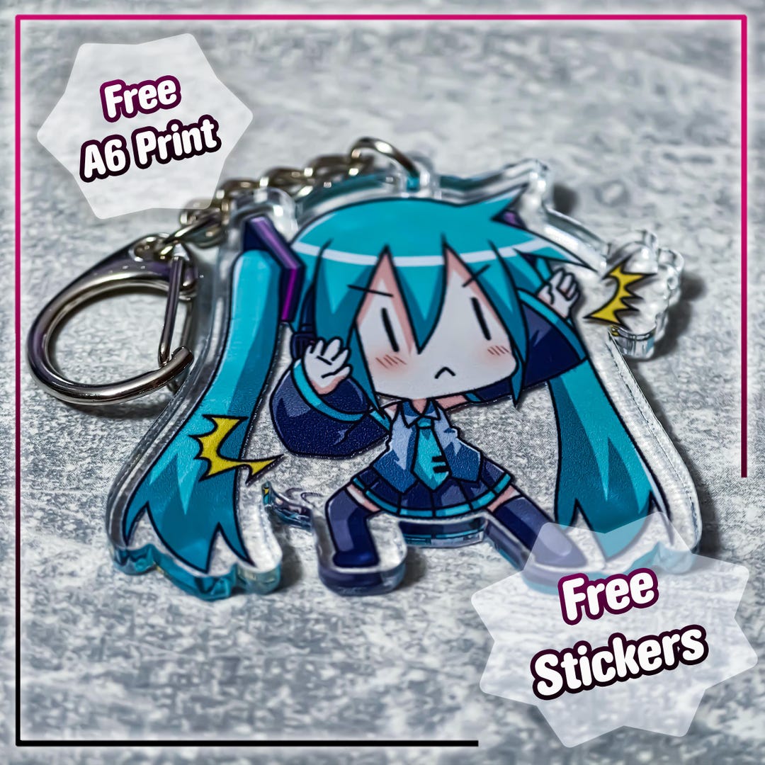 Miku Vocaloid Keychain Acrylic Pendant - Cute Anime Accessory - Etsy