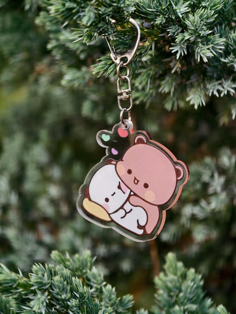 Bubu Dudu Heart‑link Couple Keychain – Romantic Love Keyring Set With ...