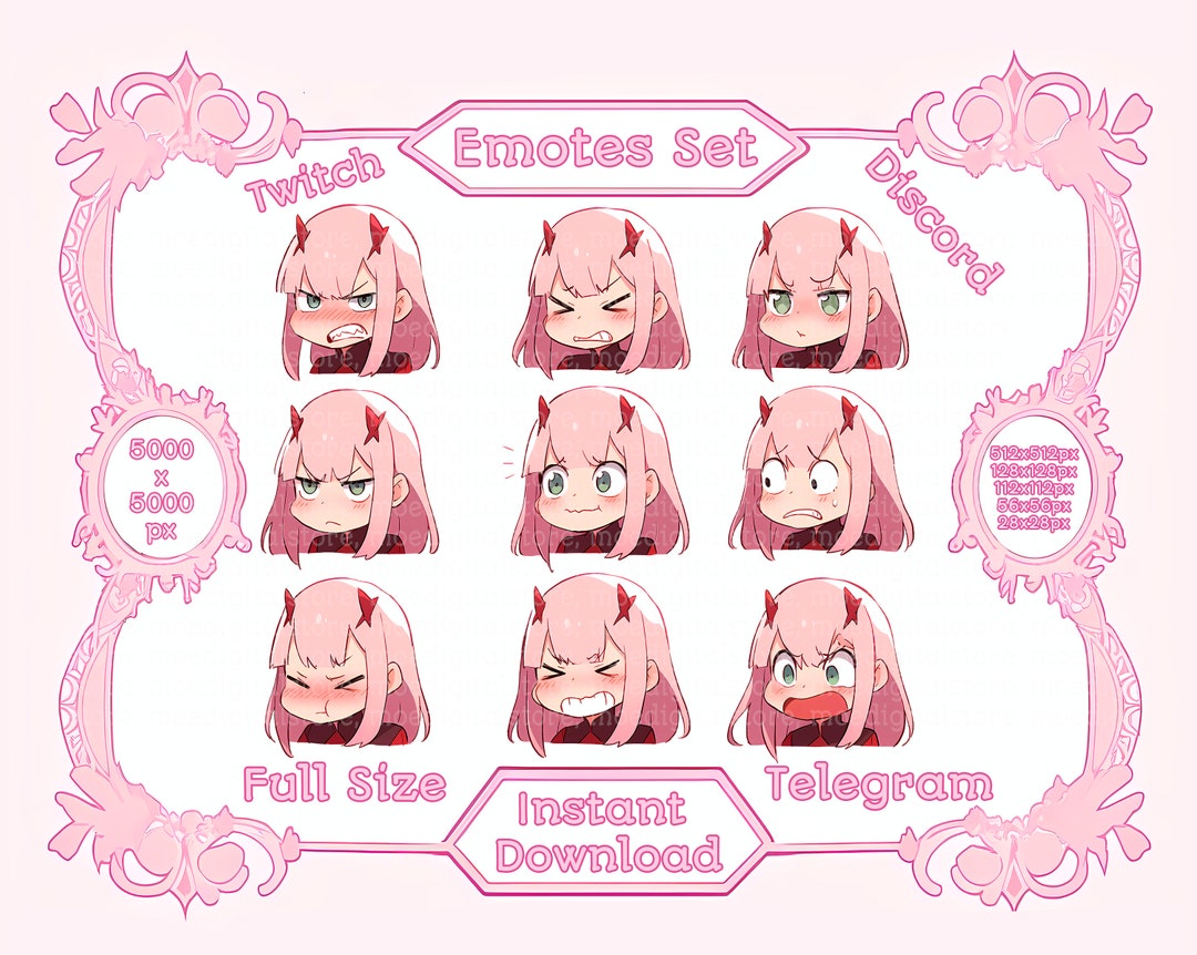 PNG Files - Cute Anime Girl Reaction Emotion Emotes Twitch Discord Set ...