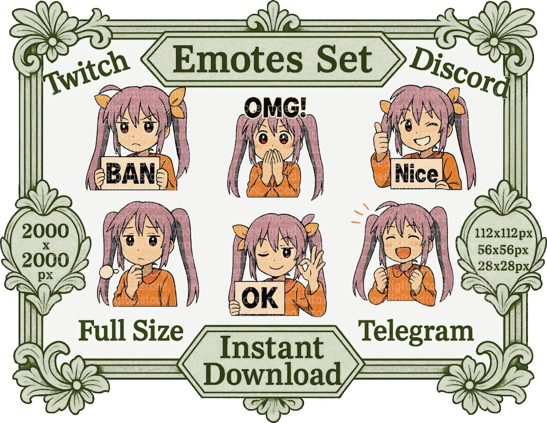 PNG Files - Cute Kawaii Girl Anime Reaction Emotion Emotes Twitch ...