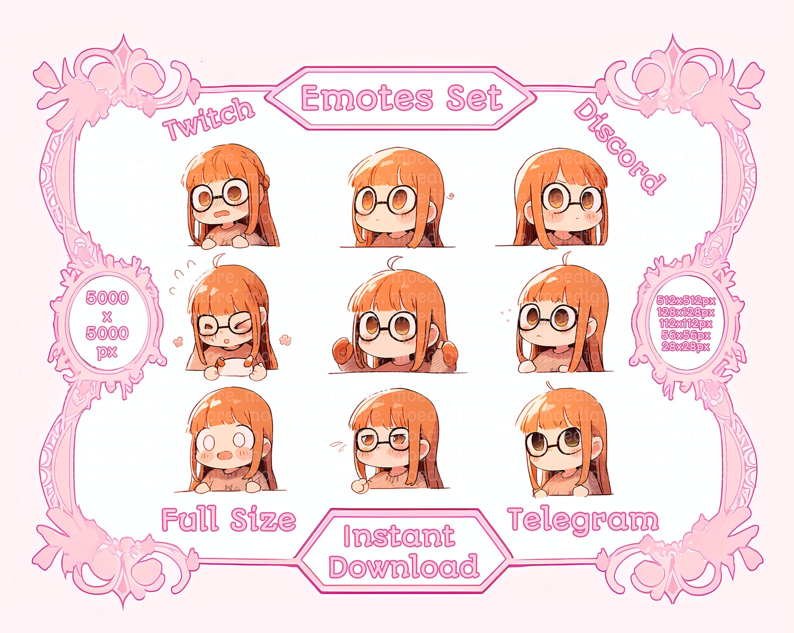 PNG Files - Cute JRPG Game Anime Girl Reaction Emotion Emotes Twitch ...