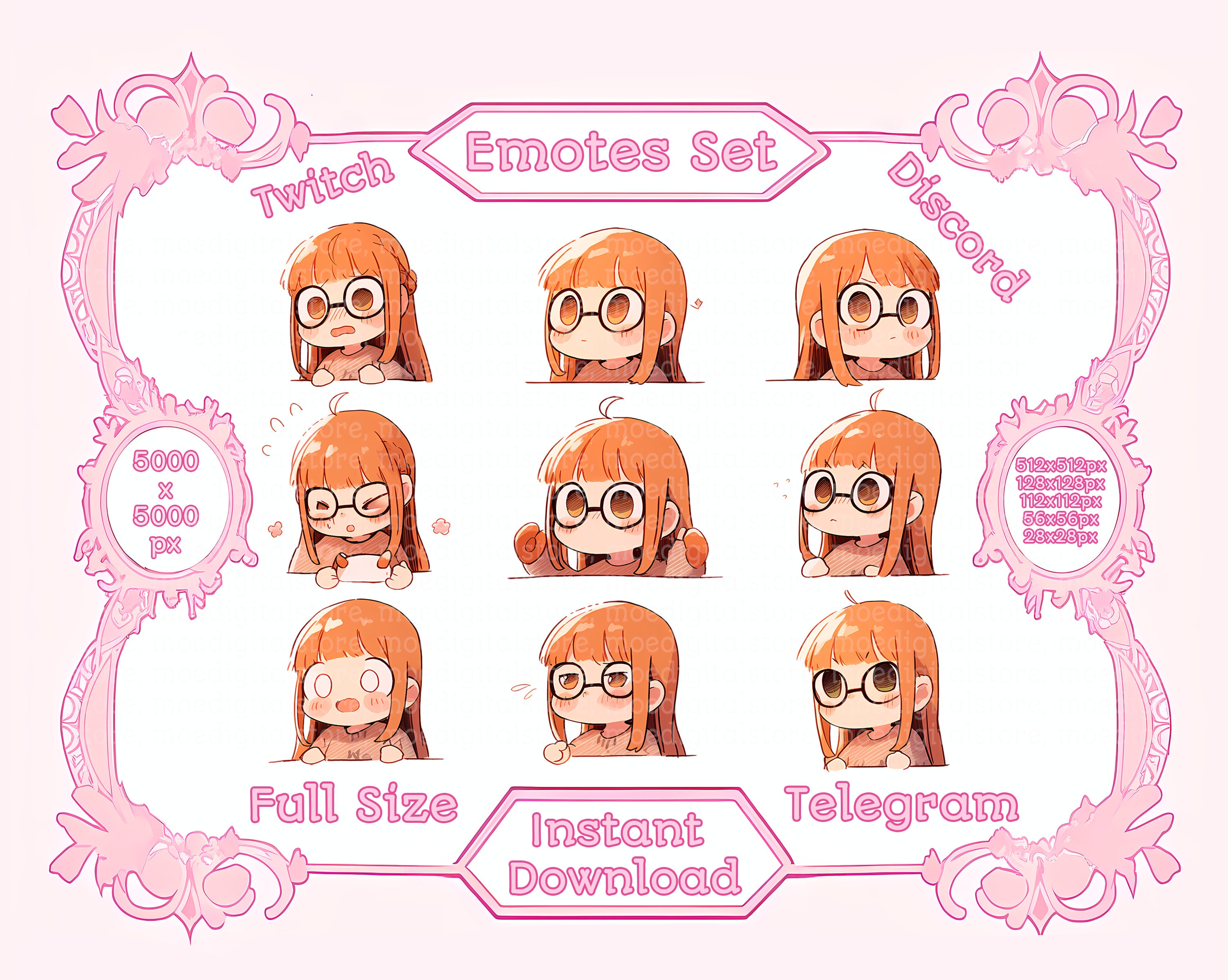 PNG Files - Cute JRPG Game Anime Girl Reaction Emotion Emotes Twitch ...