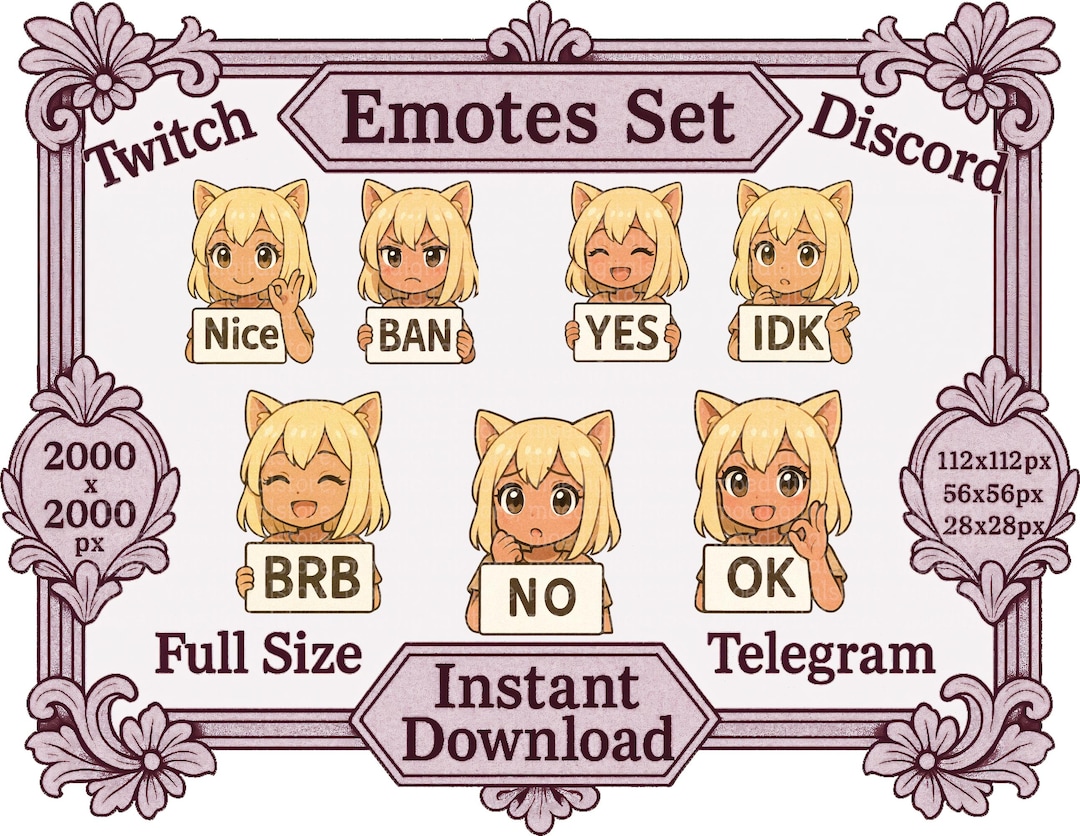 PNG Files - Cute Anime Cat Girl Neko Gyaru Reaction Emotion Emotes ...