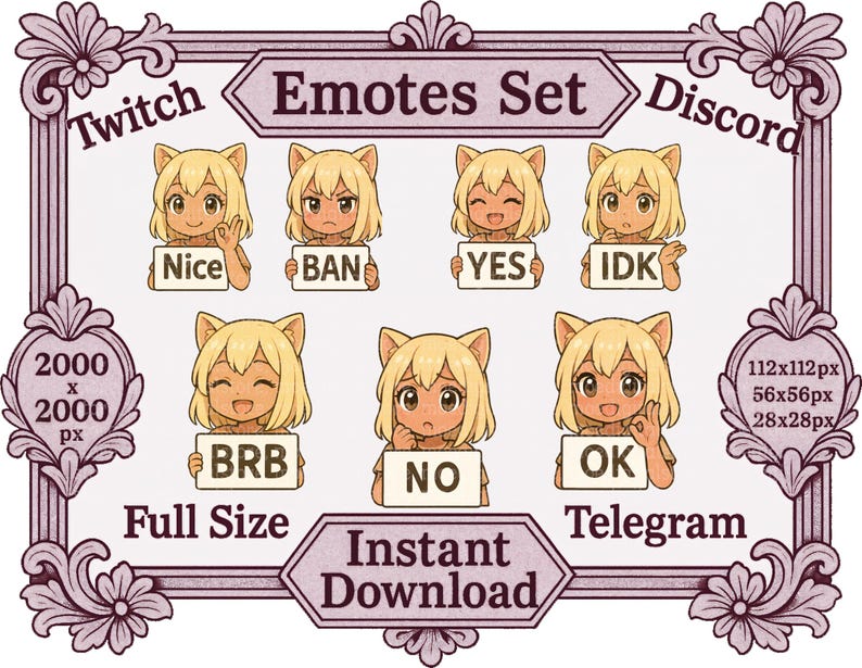 PNG Files - Cute Anime Cat Girl Neko Gyaru Reaction Emotion Emotes ...
