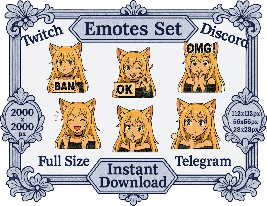 PNG Files - Cute Anime Gyaru Cat Girl Reaction Emotion Emotes Twitch ...