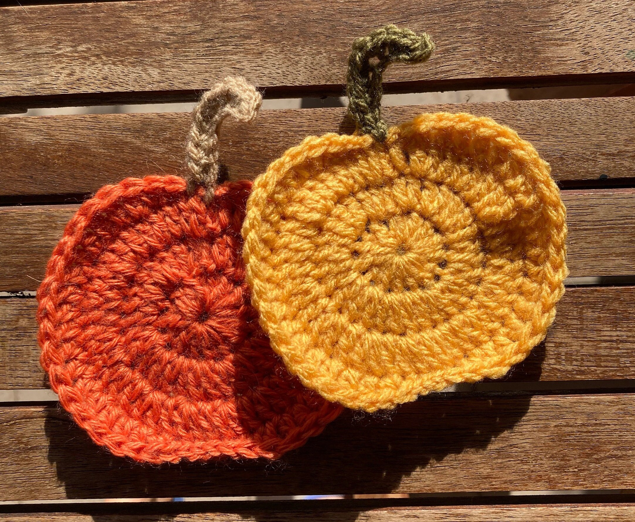 Crochet Fall Pumpkin Coaster, Halloween Coasters, Fall Coasters, Autumn ...