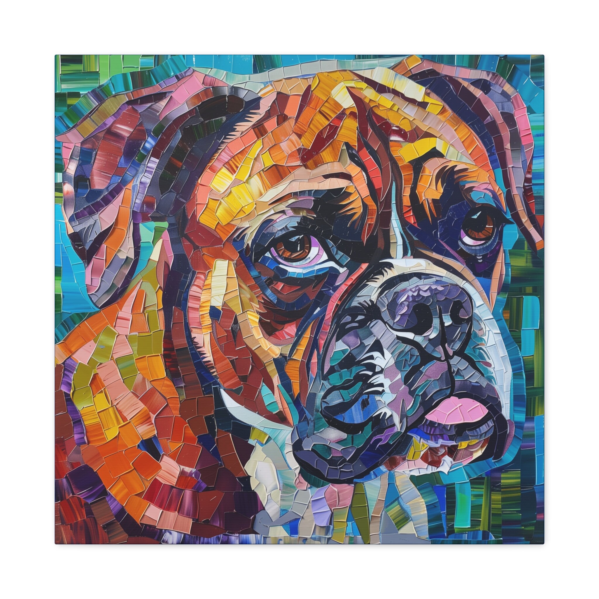 Boxer Dog Mosaic Style Painting Imitation on Canvas, Boxer Dog Art ...