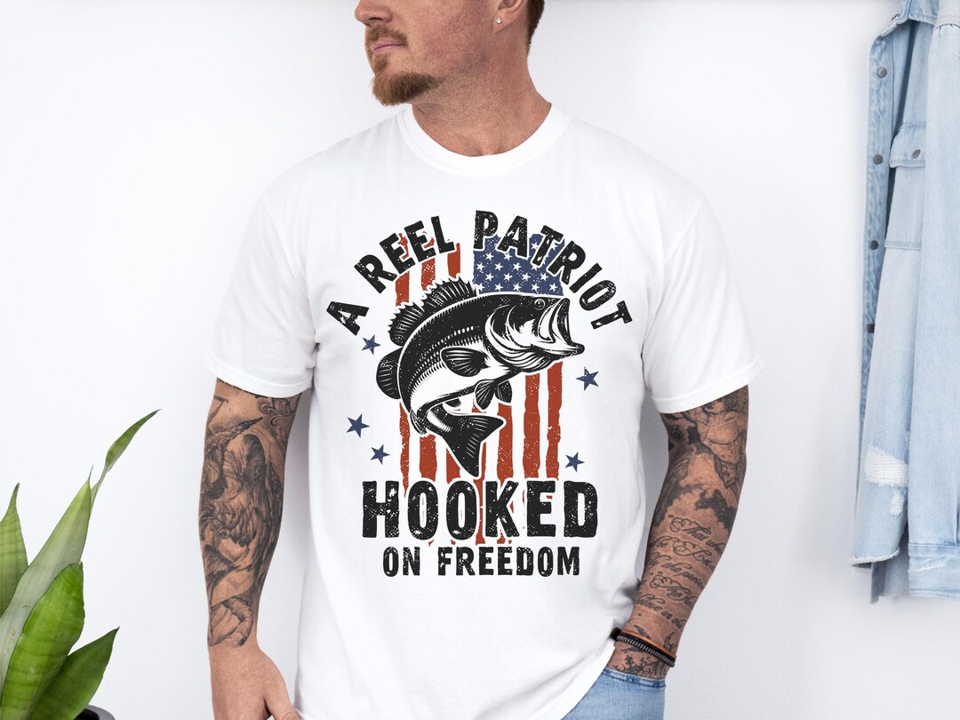 Reel Patriot Bass Fishing Dad USA Flag Tee - Funny Fathers Day Fishing ...