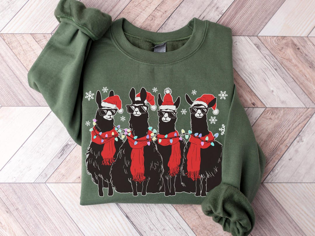 Cute Christmas Llamas Matching Family, Llama Family Christmas ...