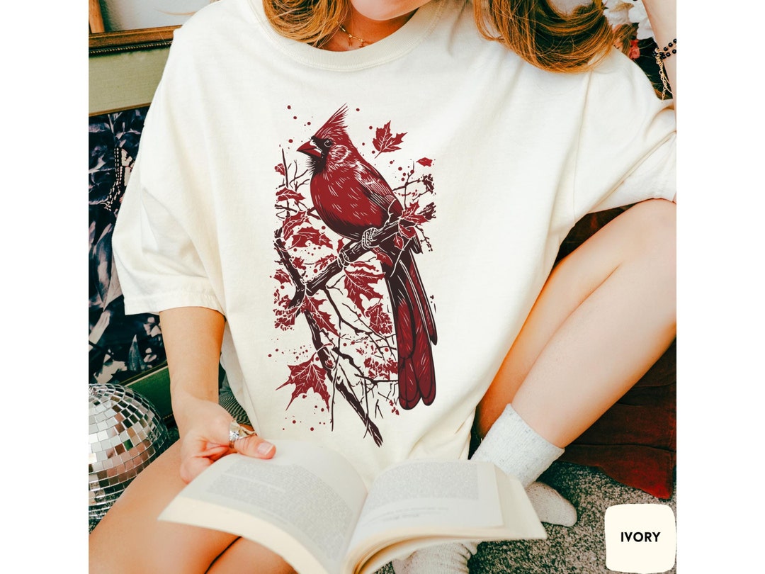 Virginia State Bird Shirt, Cardinal in a Tree Nature Top, Cardinal Bird ...