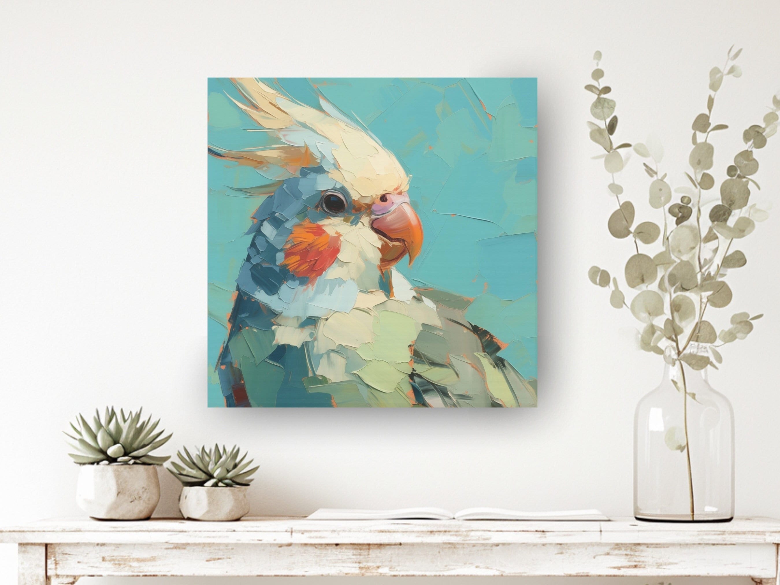 Cockatiel Bird Portrait, Cockatiel Print on Canvas, Cockatiel Painting ...