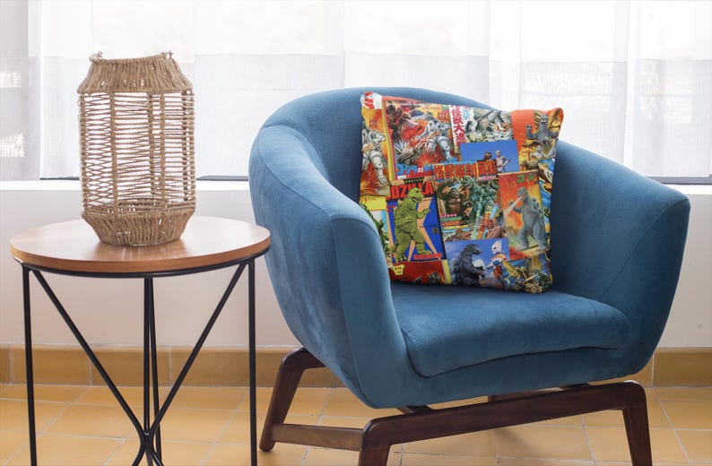 Retro Godzilla Collage Pillow | Movie Poster Cushion - Etsy UK