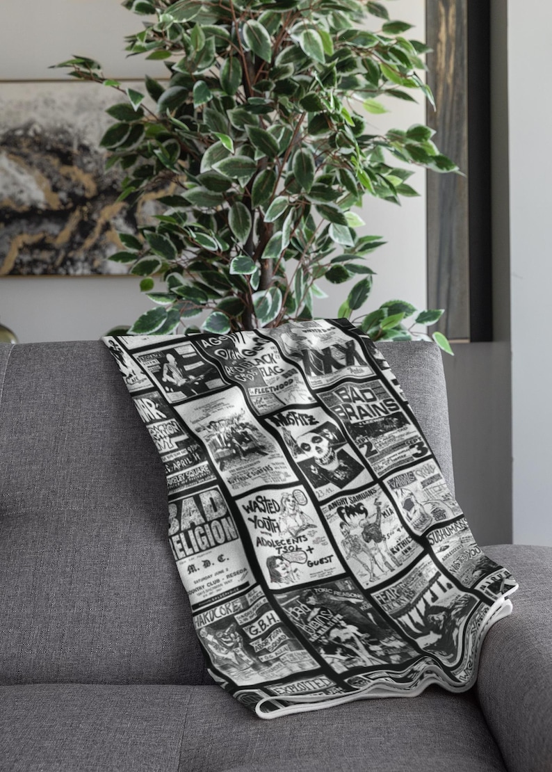 Punk Rock Show Flyers Plush Blanket: Music Lover Throw, DIY Hardcore ...