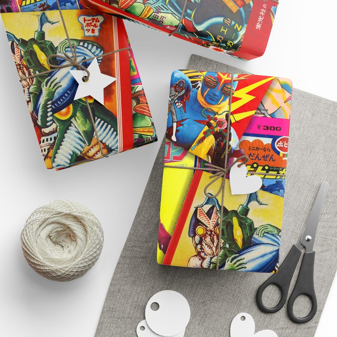 Kaiju Wrapping Paper – Retro Japanese Monster Gift Wrap, Vintage Sci-fi ...
