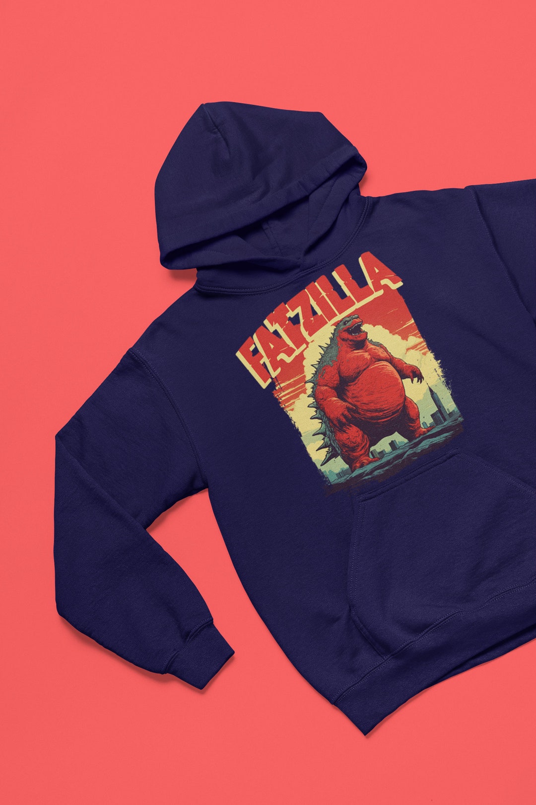 Vintage Japanese Godzilla Fatzilla Hooded Sweatshirt, Hoodie, Godzilla ...