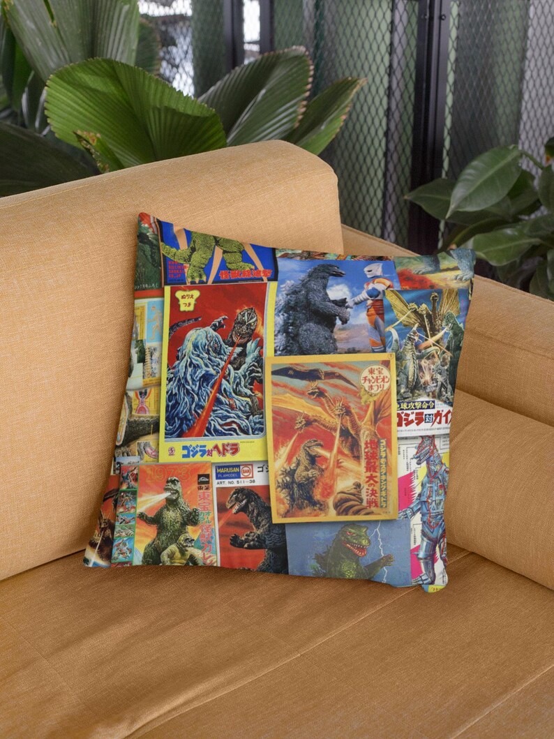 Retro Godzilla Collage Pillow | Movie Poster Cushion - Etsy UK