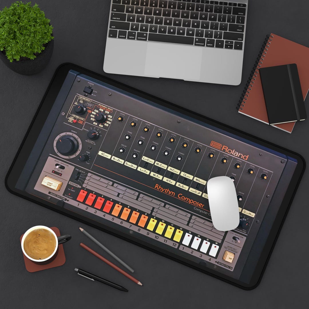 TR-808 Drum Machine Desk Mat | Retro Music Producer DJ Beat Maker Gift ...