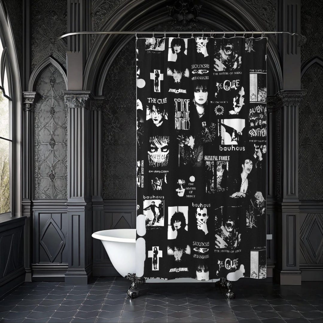 Goth Shower Curtain | 80s Goth Band Dark Bathroom Decor - Etsy