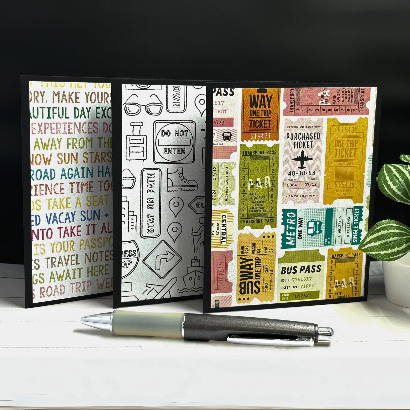 Ticket to Ride - Handmade Blank Folded Note Cards - Set of 6 With ...