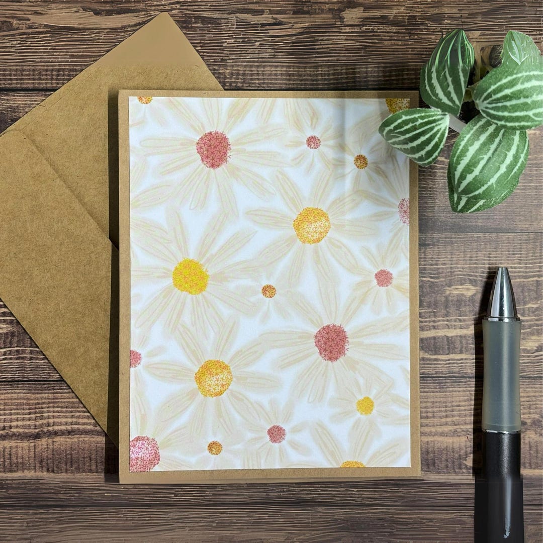 Daisy Crazy - Handmade Blank Folded Note Cards - Set of 6 With ...