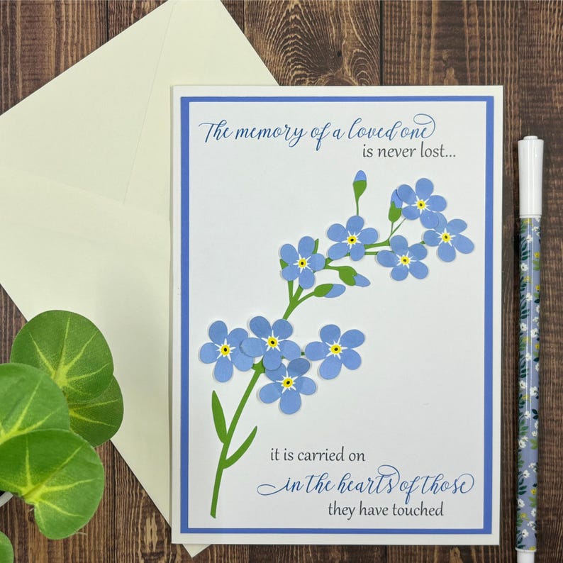 Forget-them-not - 5x7 Sympathy Condolence or Memorial Card for Loss of ...