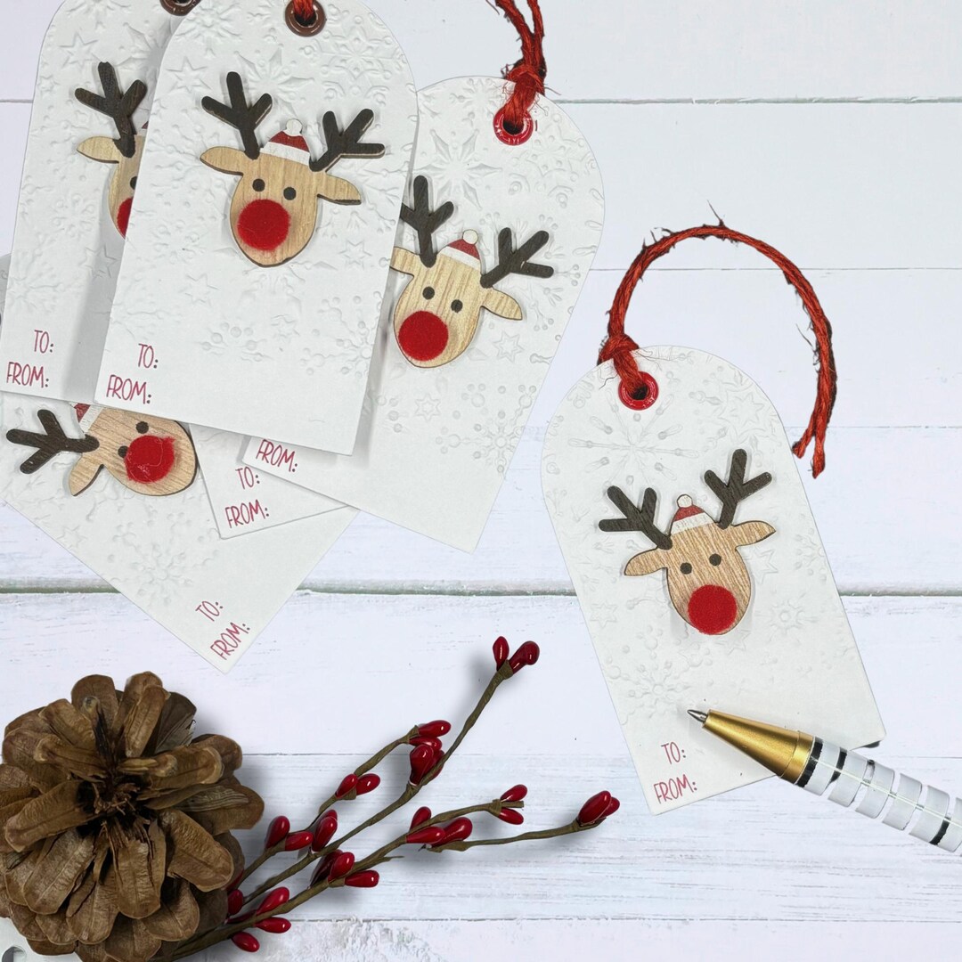 Handmade Reindeer Gift Tags - Embossed Holiday Tags, Set of 6 - Etsy