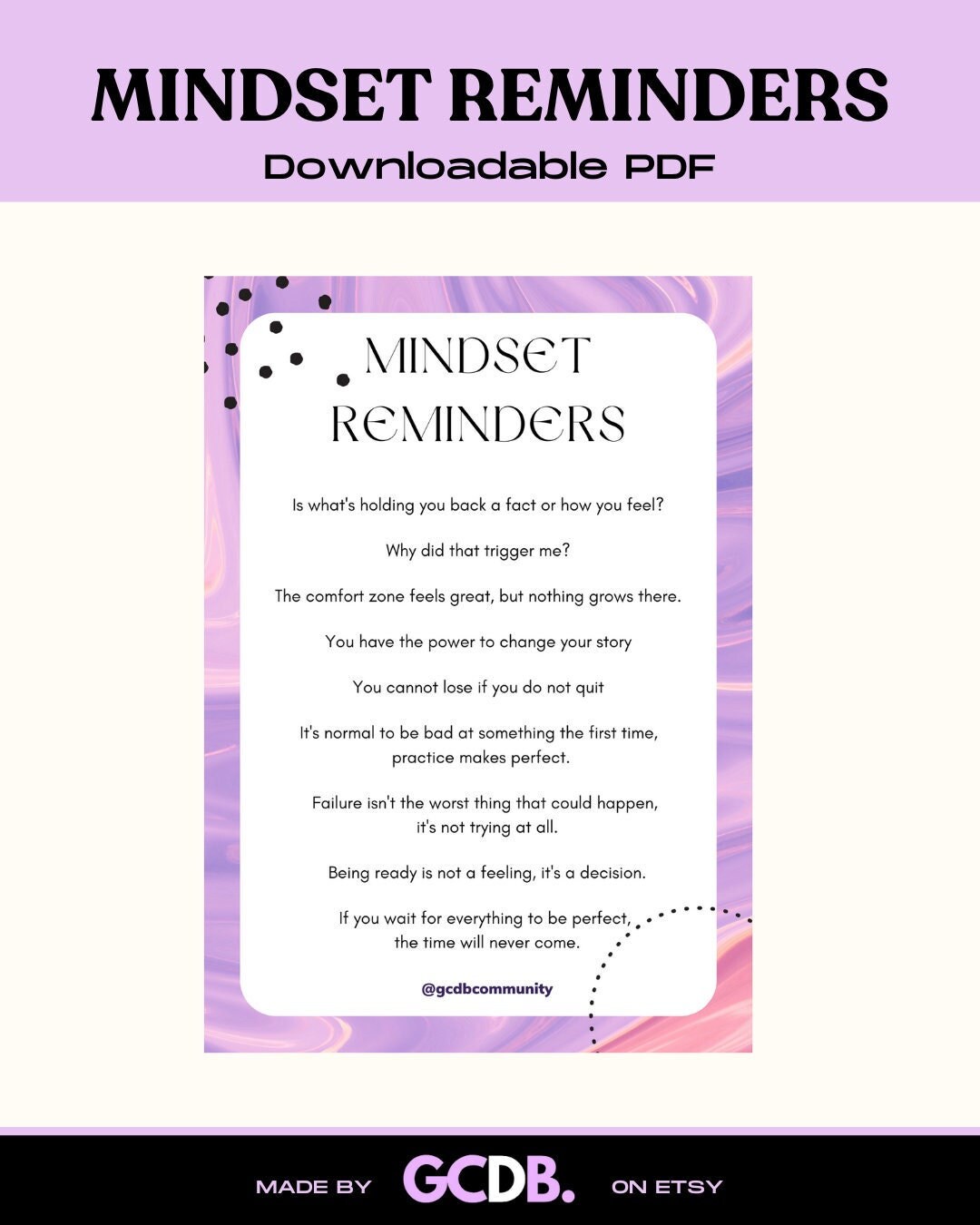 Mindset Reminders PDF, Positive Affirmations, Mindset Affirmations ...