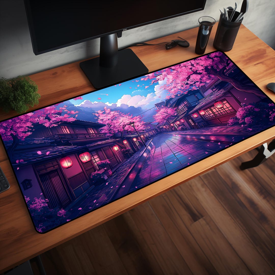 Pink Cyberpunk Deskmat Xxl Playmat, Purple Anime Mouse Pad LED: Gaming ...