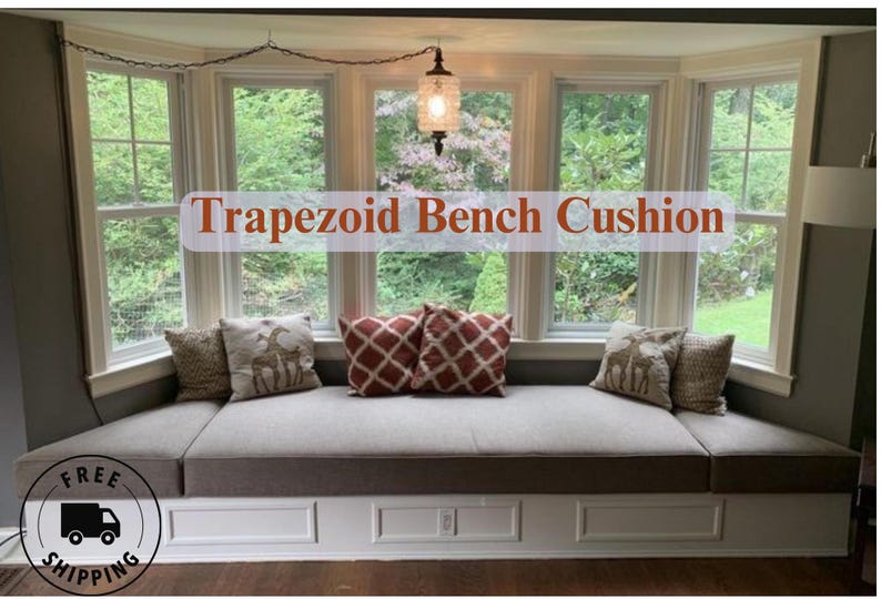 Custom Trapezoid Cushion, Trapez Window Bench, Daybed Beige - Grey ...