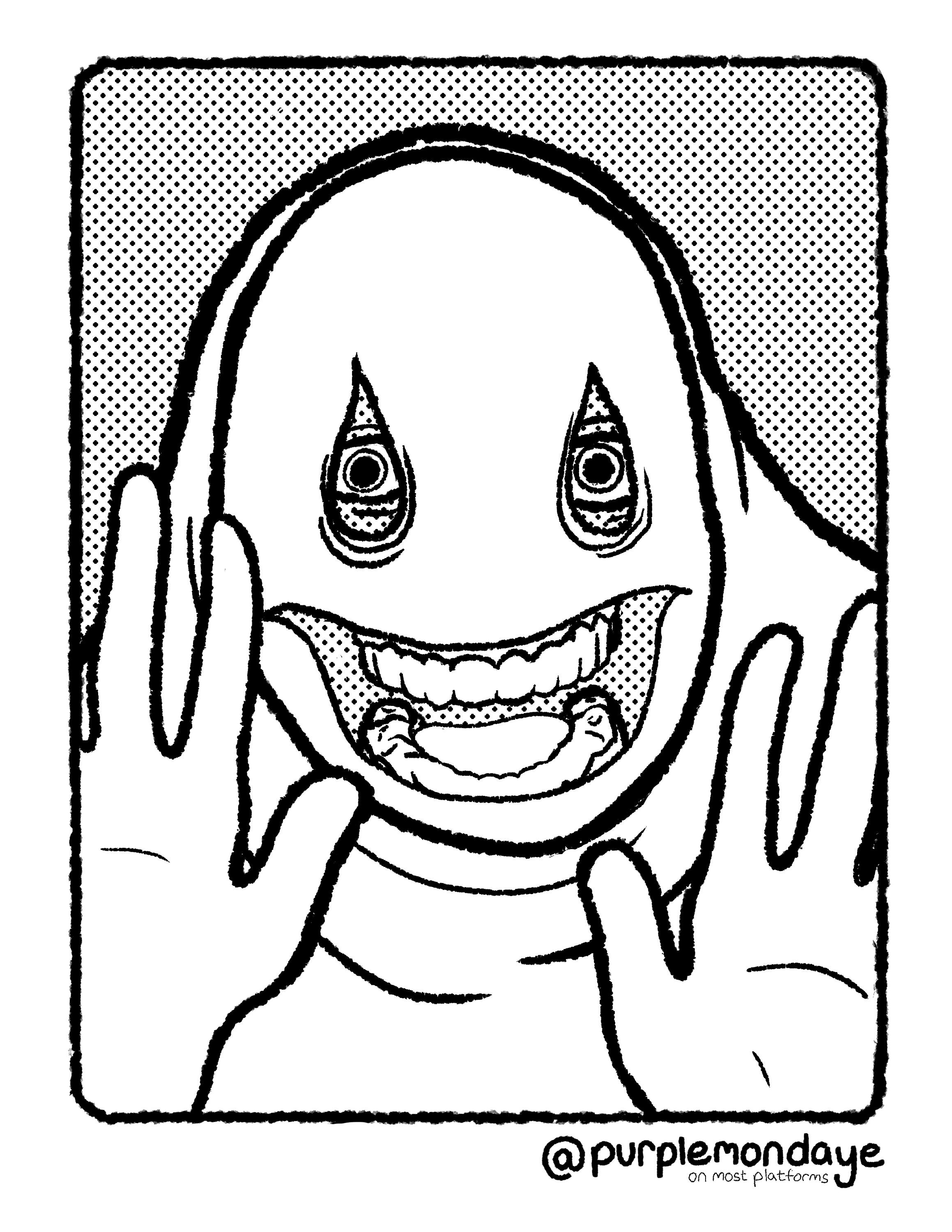 Monster Coloring Page, Creepy Adult Downloadable PNG Template - Etsy