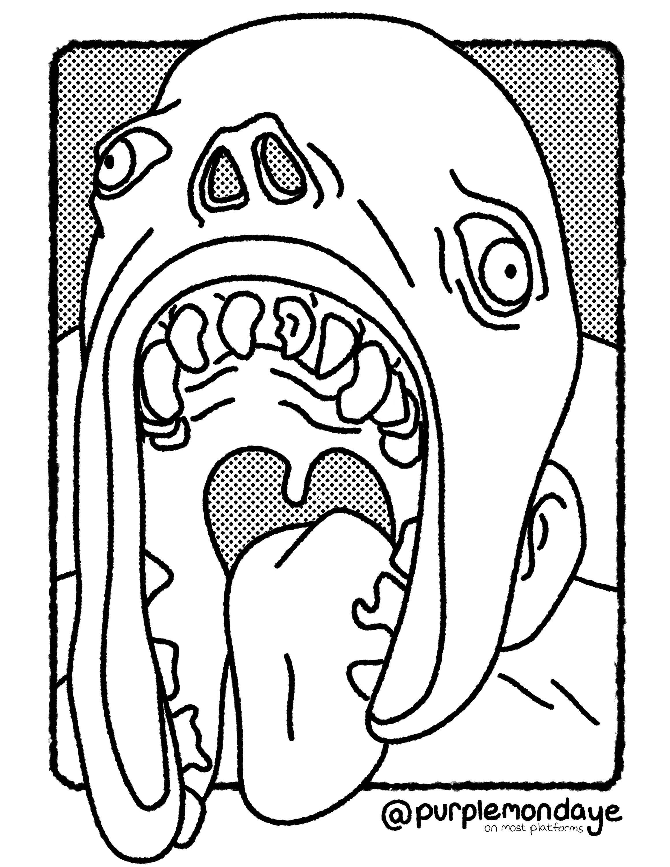 Monster Coloring Page, Creepy Adult Downloadable PNG Template - Etsy