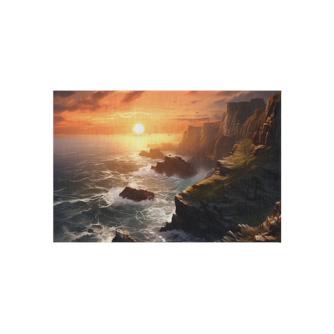 Coastal Cliffside Scenic Landscape Outdoor Mat Area Rugs PATIO Decor ...