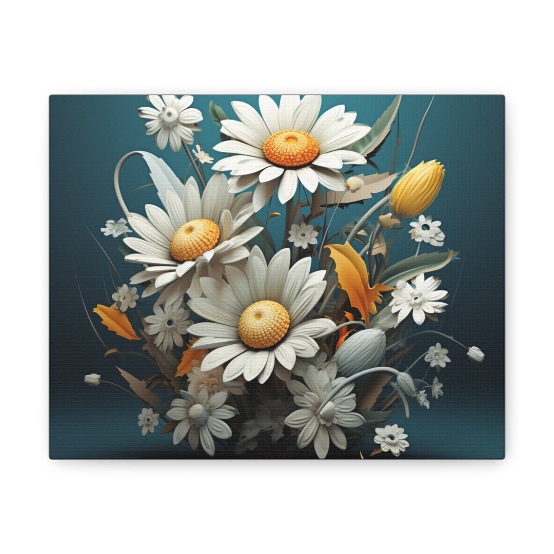 Daisy Abstract Art Rose Flower Canvas Art Flowers on - Etsy