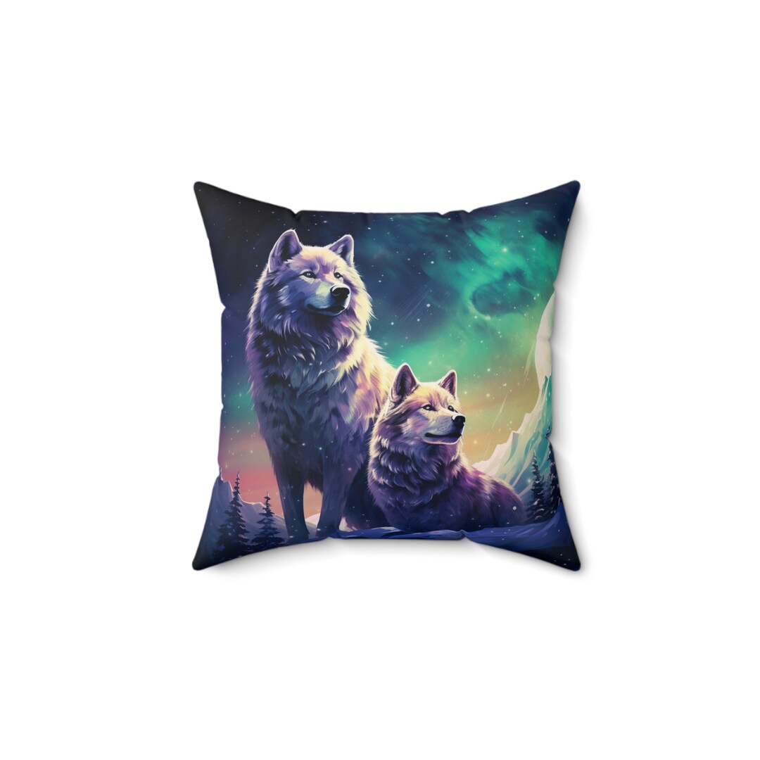 Wolves on a Snowy Hillside Winter Square Pillow With Cover Christmas ...