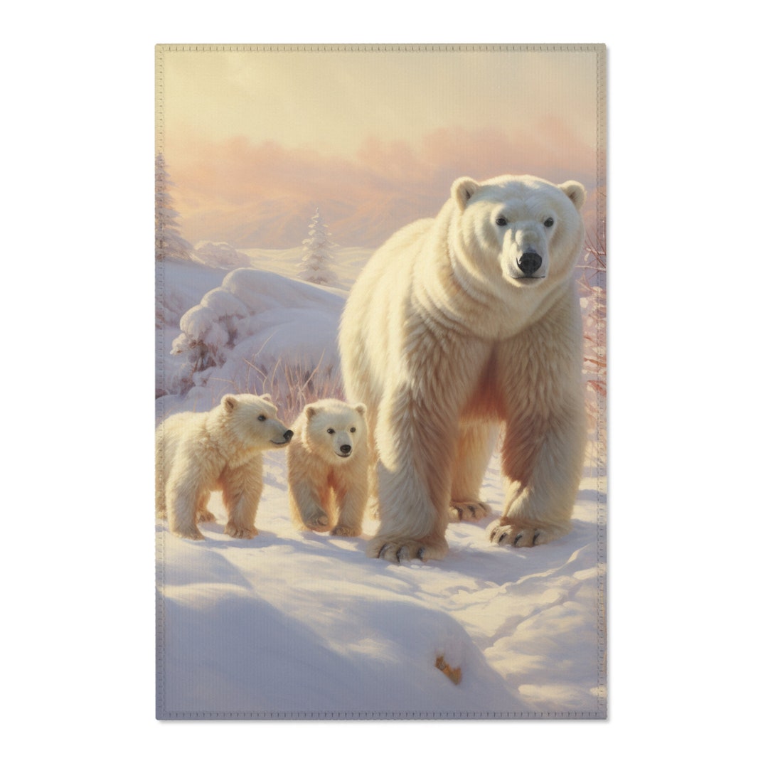 Family of Polar Bears Area Rug Winter Themed Rug Winter Rug Salon Rug ...
