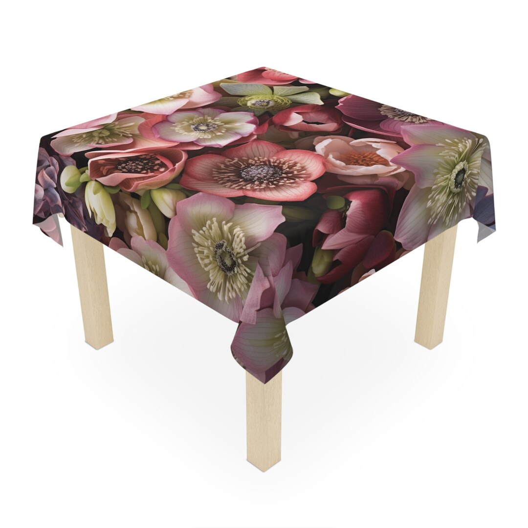Hellebores Floral Winter Tablecloth Decorative Christmas Tablecloth ...