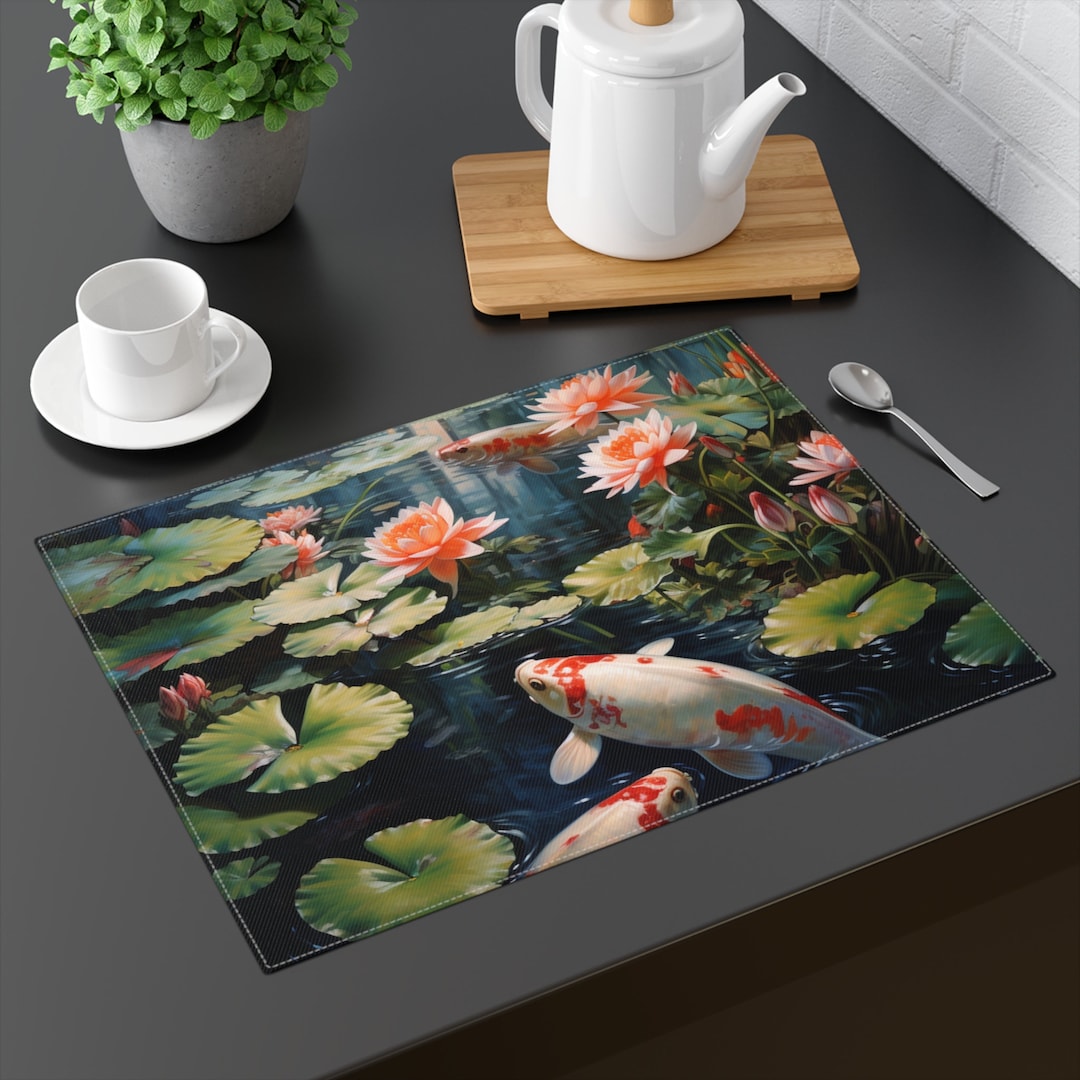 Koi Fish Table Placemat Fish Themed Placemat Modern Nautical Sea ...
