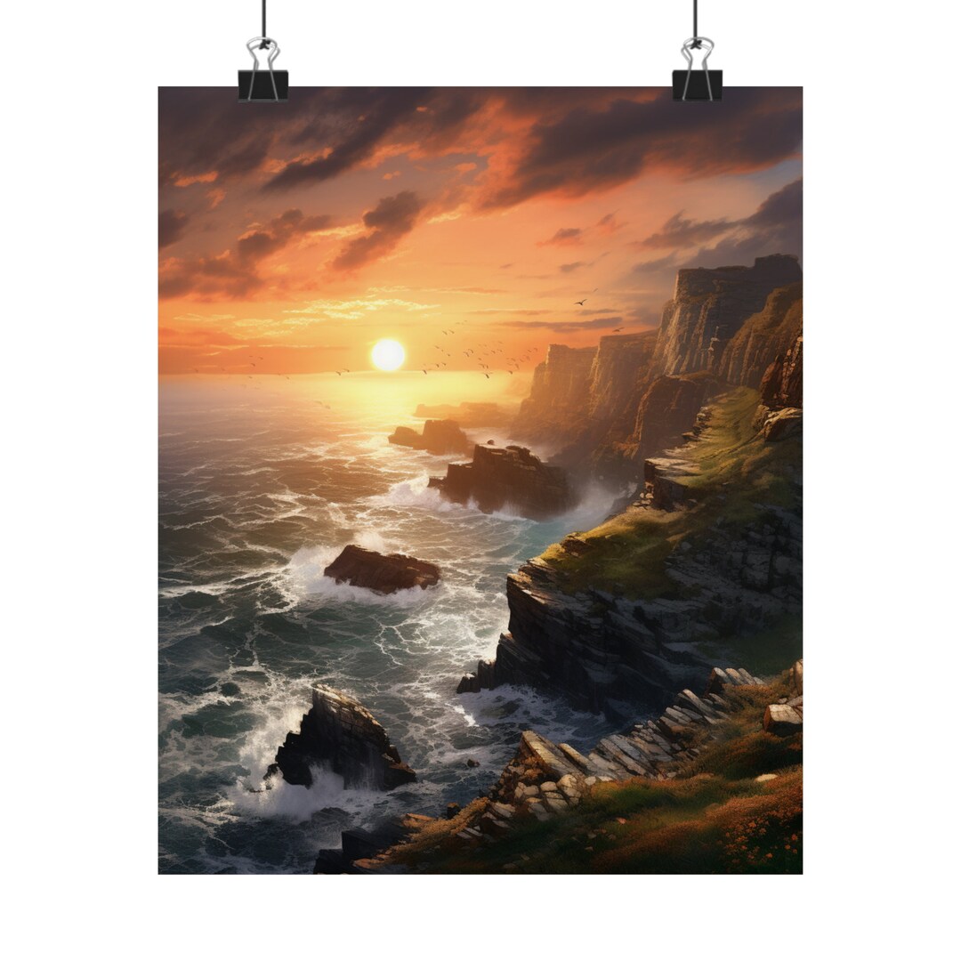 Coastal Cliffside Scenic Landscape Premium Matte Vertical Posters ...