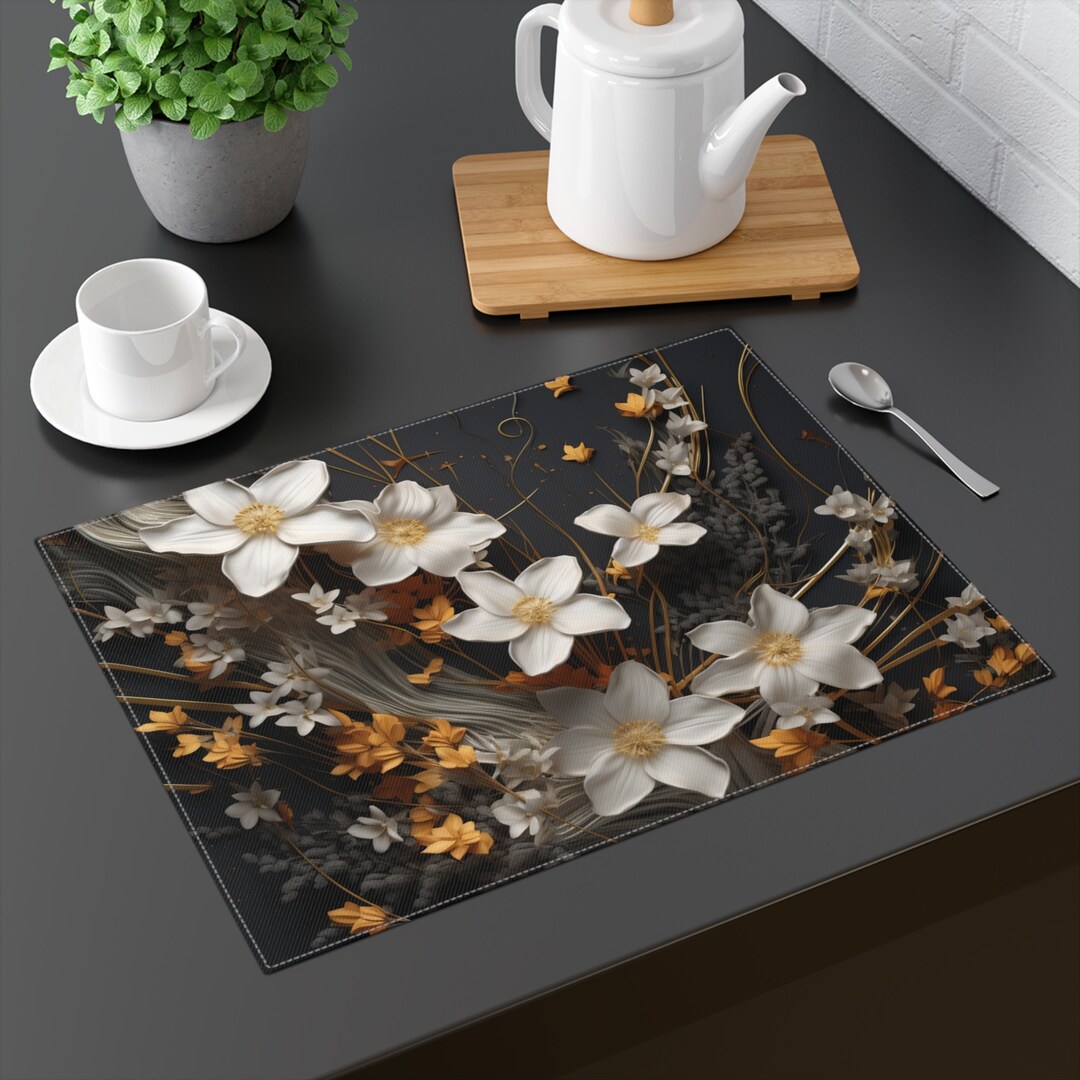 Winter Jasmine Floral Placemat Christmas Placemat Winter Decorations ...