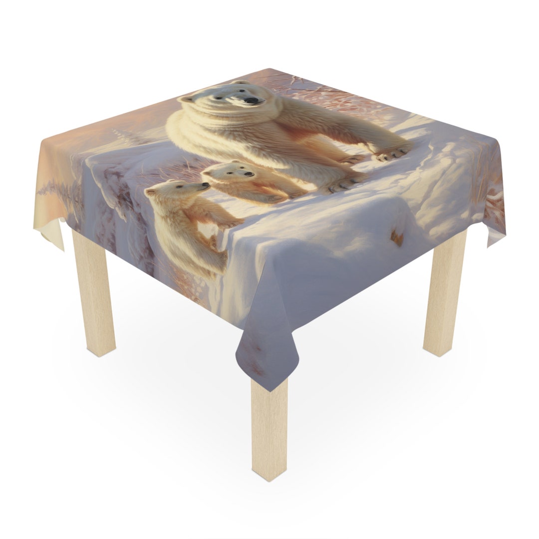 Family of Polar Bears Tablecloth Decorative Christmas Tablecloth Winter ...